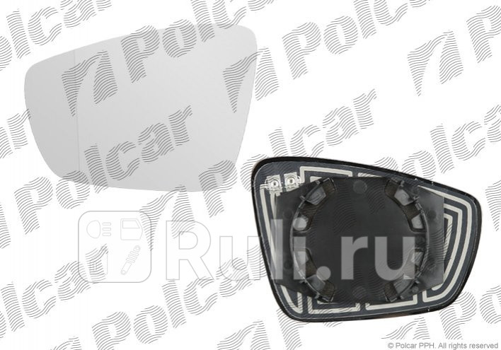 Зеркальный элемент правый (Polcar) для Volkswagen Polo седан (2010-2015 ...